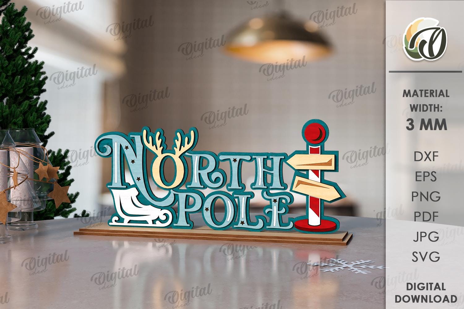 3D Christmas Retro Word Stands Bundle, Layered Xmas Decor Laser Cut ...