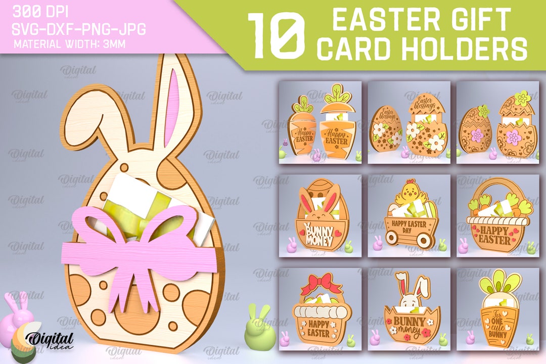 3D Easter Gift Card Holders Bundle, Gift Card Holder Lasercut, Card ...
