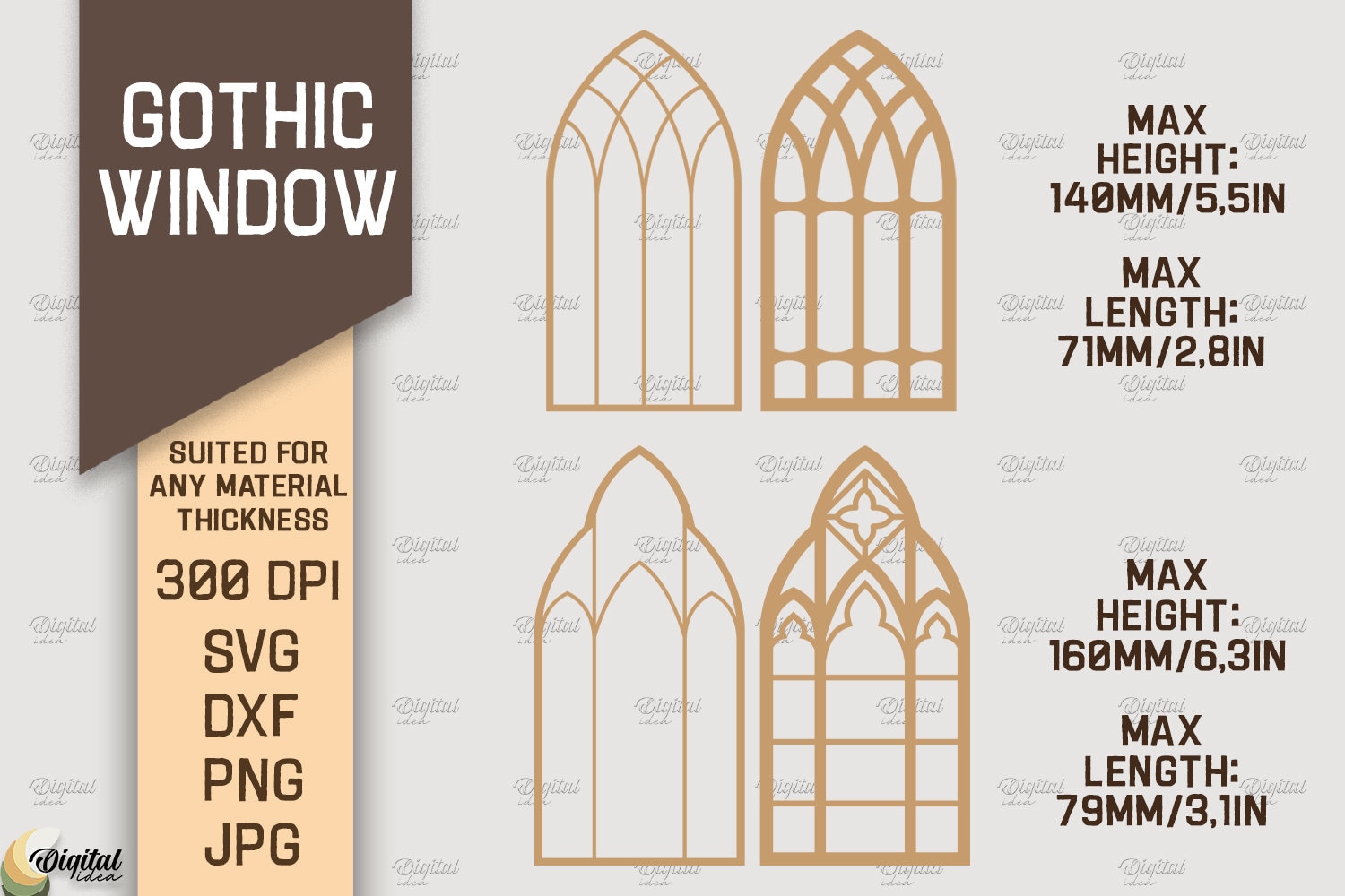 3D Gothic Windows Bundle, Gothic Frames Laser Cut, Cathedral Window ...