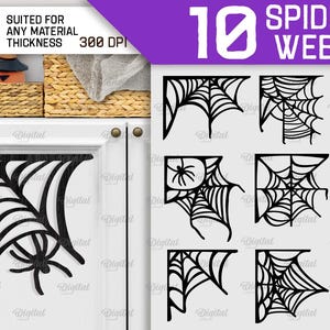 Halloween Spider Web Decor Bundle, Wooden Halloween Wall Art Laser Cut ...