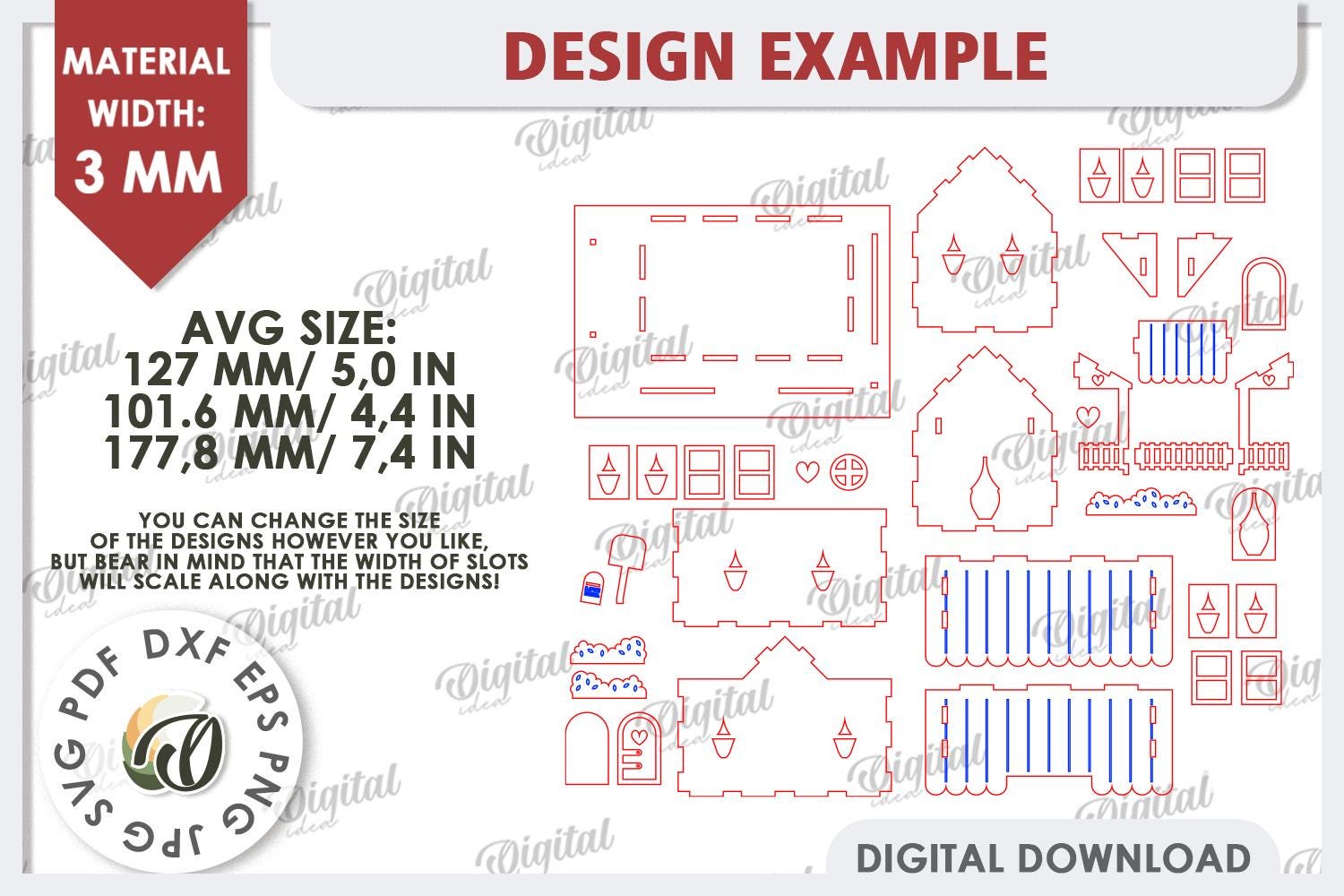 3D Valentine's Day Houses Bundle, Valentine Decors Laser Cut, Love ...