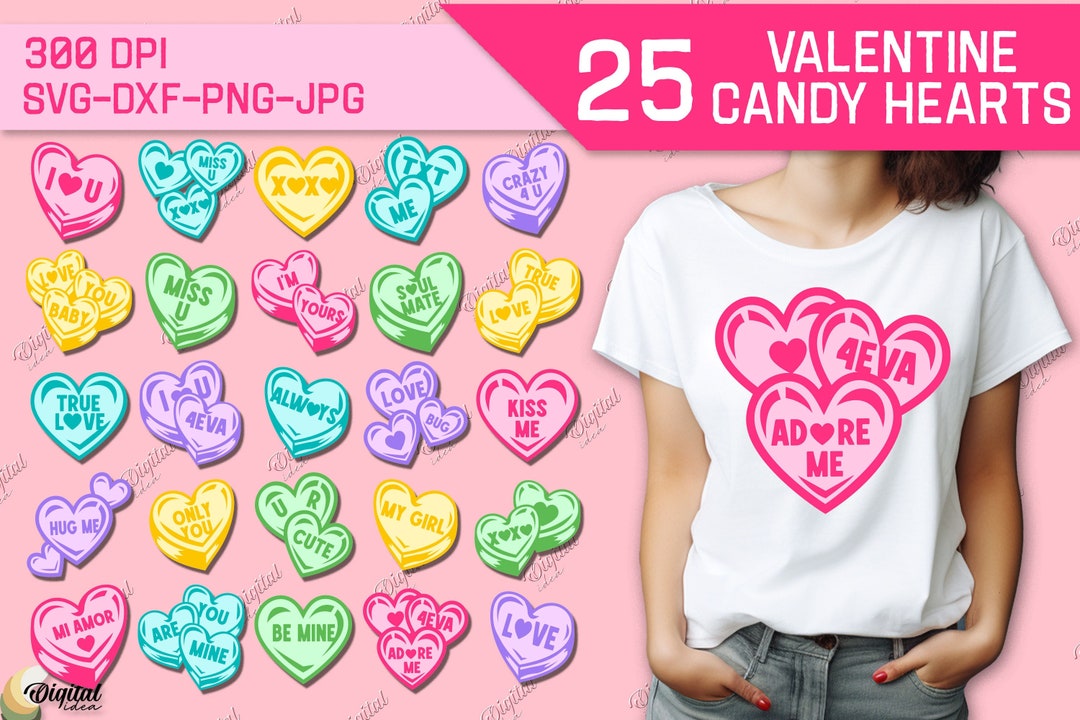 Valentine's Day Candy Hearts SVG Bundle, Heart Candy Svg, Conversation ...