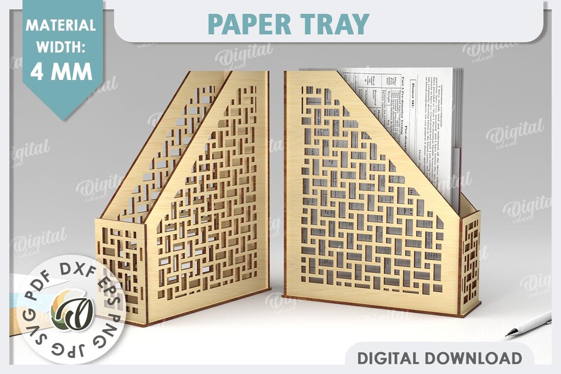 3D Paper Trays Bundle, Paper Desk Organizer Laser Cut, Document Storage ...
