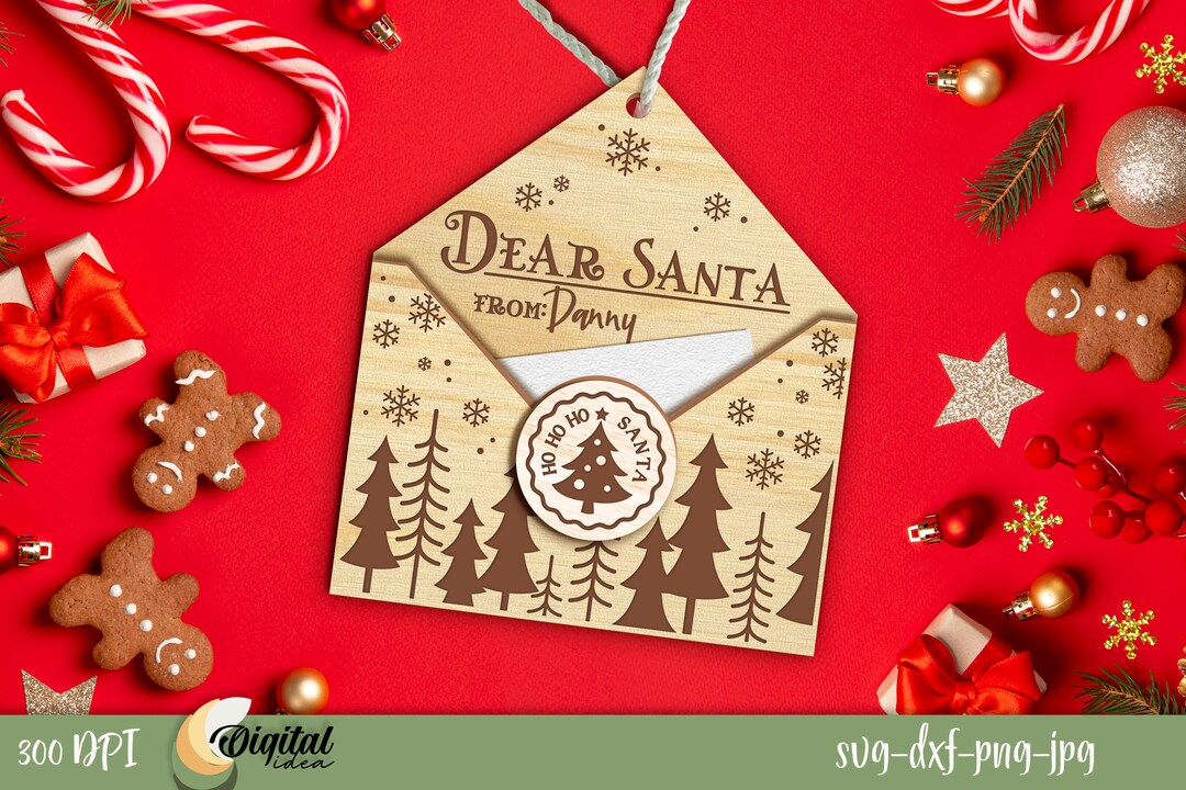 Letter to Santa Envelope SVG, Lasercut Dear Santa Decor, Santa Mail ...
