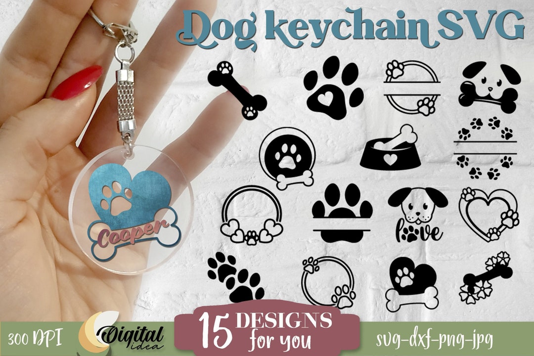 Dog Keychain SVG, Round Keychain Dog Head Svg, Dog Keychain Bundle, Pet ...