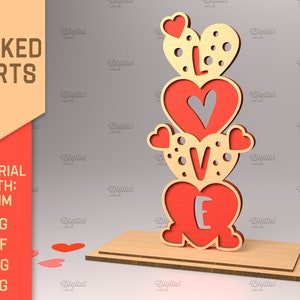 Stacked Hearts Bundle, 3D Laser Cut Layered Hearts, Valentine's Day ...