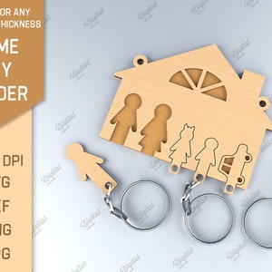 3D Home Key Holders Laser Cut Bundle, Hanging House Keyichain Key ...
