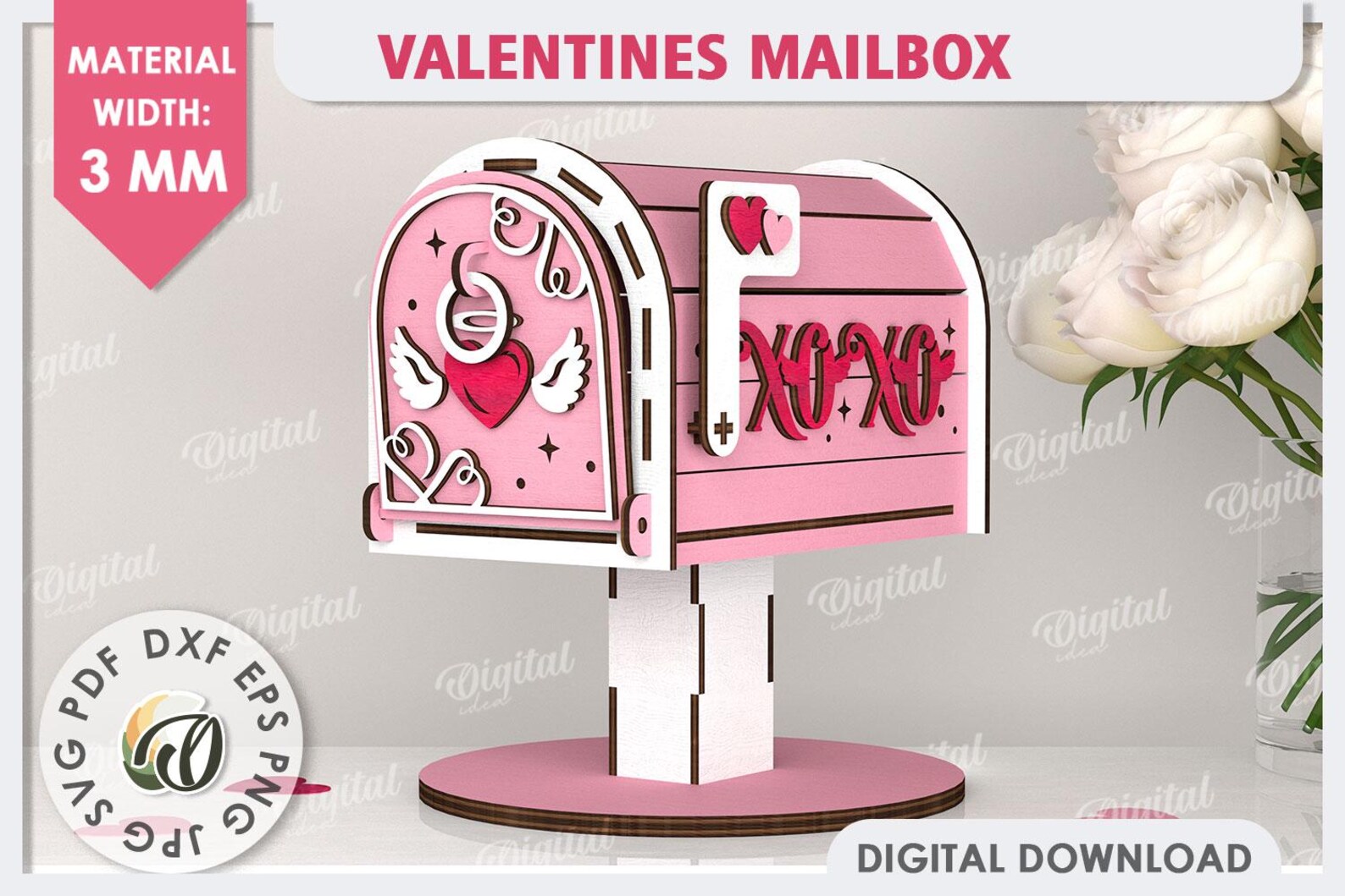 3D Valentine's Day Mailboxes Bundle, Valentine Love Mail Laser Cut ...