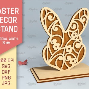 Easter Stands Bundle, 3D Boho Decorlaser Cut, Floral Easter Ornament, Easter Bunny SVG, Free ...