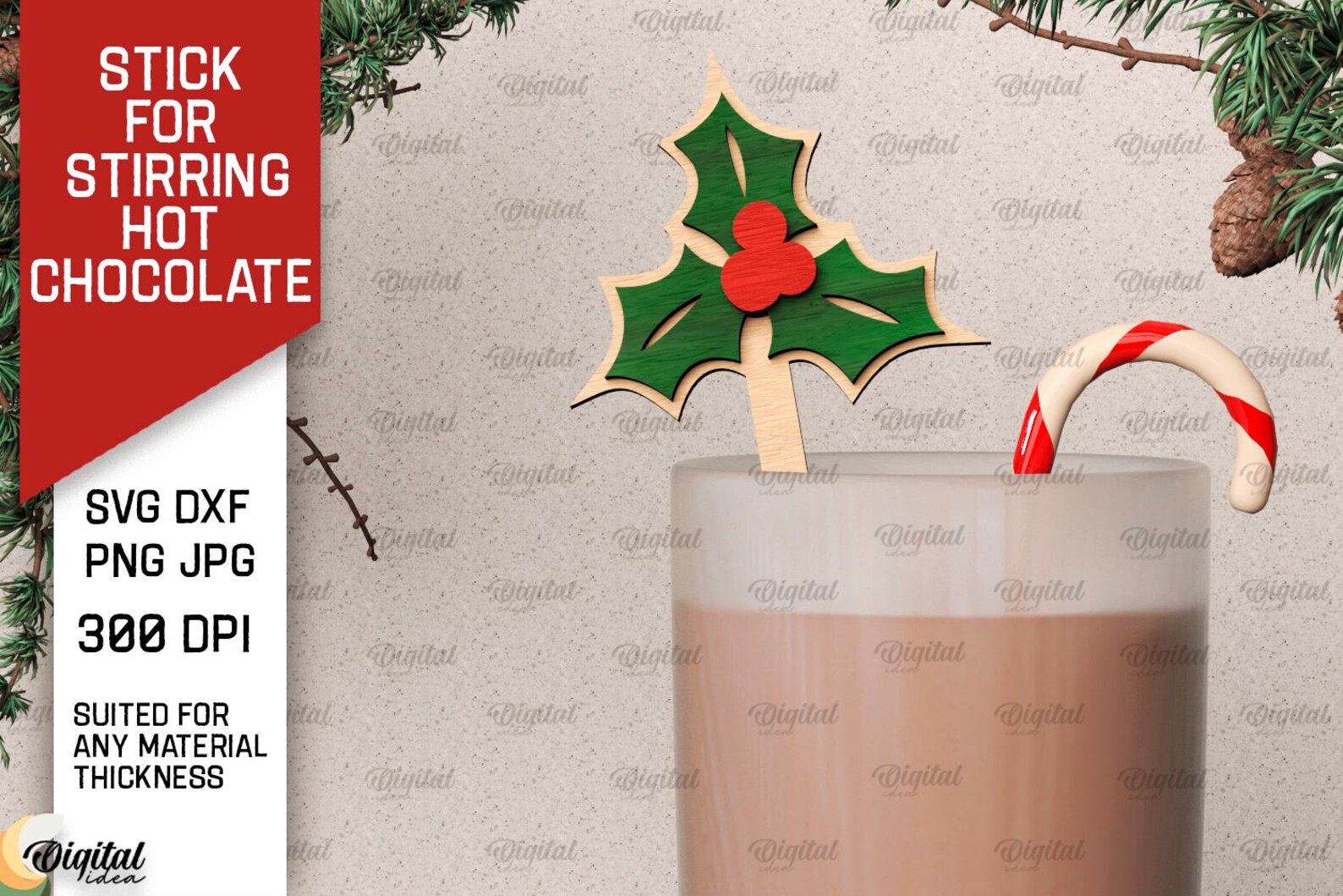 3D Christmas Stirring Sticks Bundle, Engraved Hot Drink Toppers Laser ...
