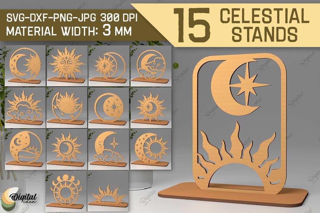 3D Celestial Stands SVG Bundle, Home Decor, Celestial Decoration Laser ...