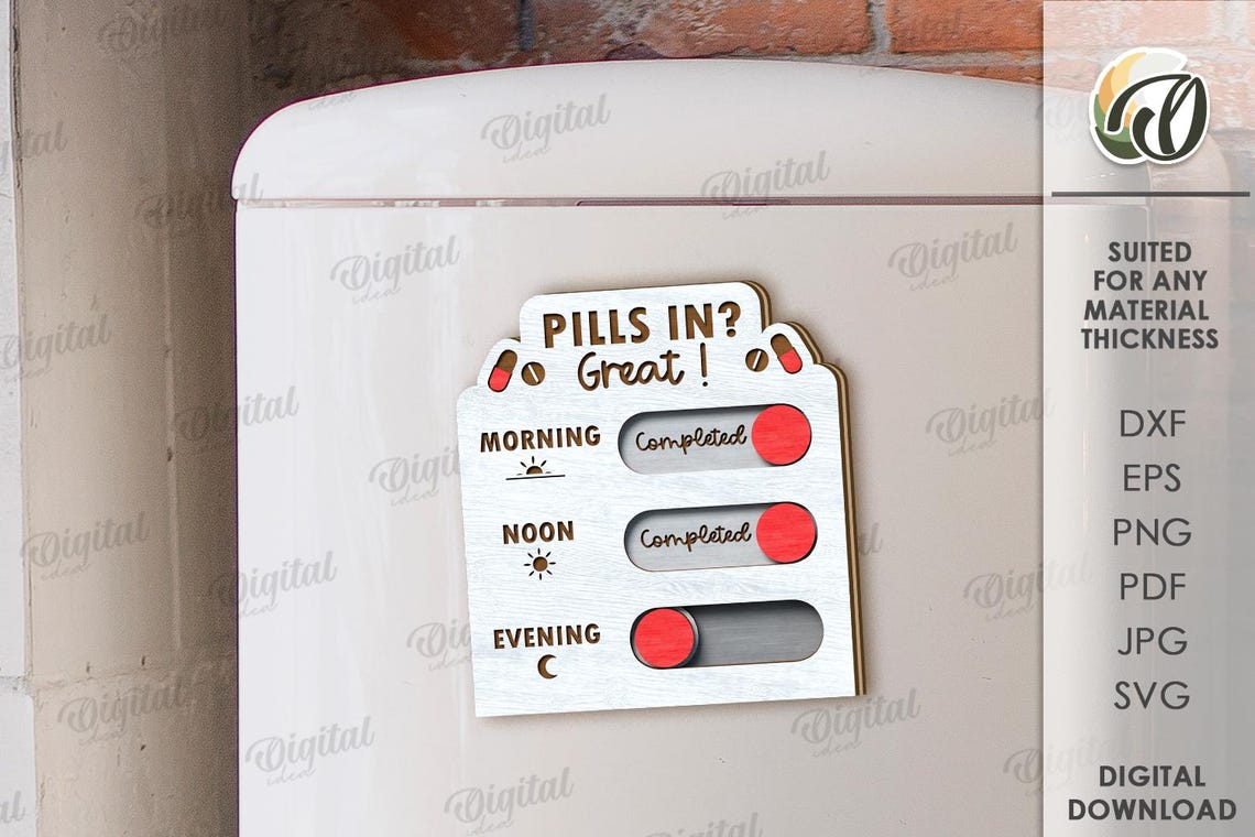 3D Fridge Reminder Magnets Bundle, Tracker Magnet Laser Cut, Wooden ...