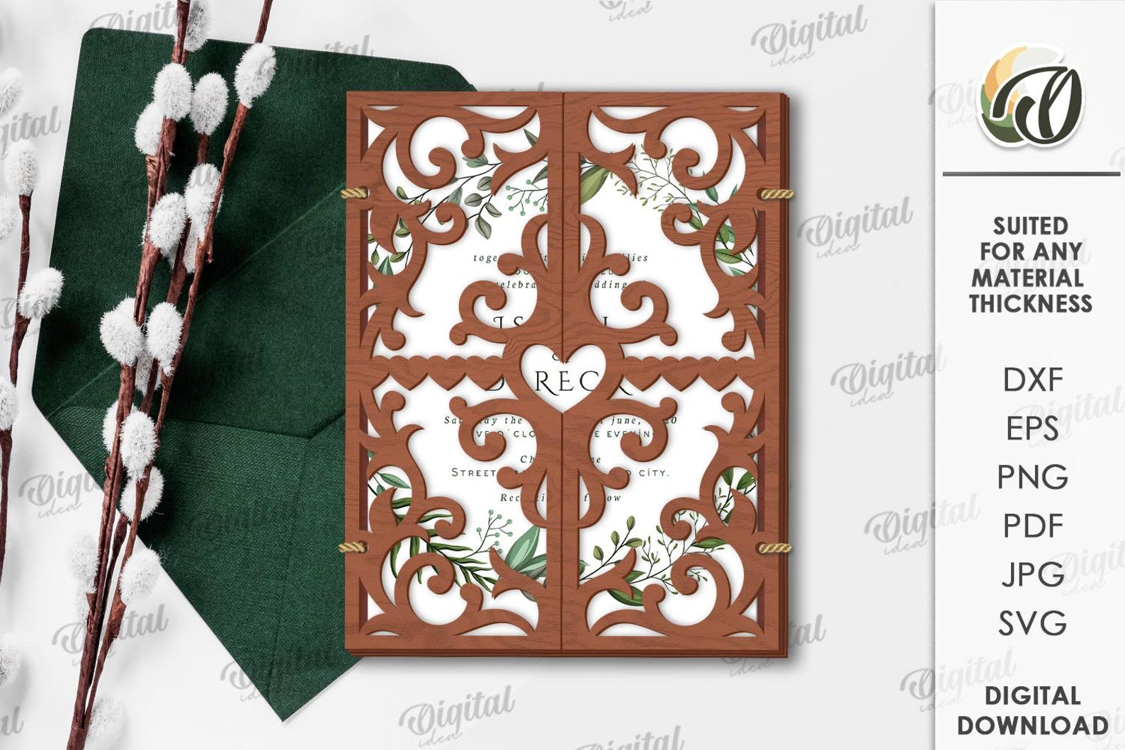3D Wooden Wedding Invitation Holders Bundle, Wedding Card Envelope ...