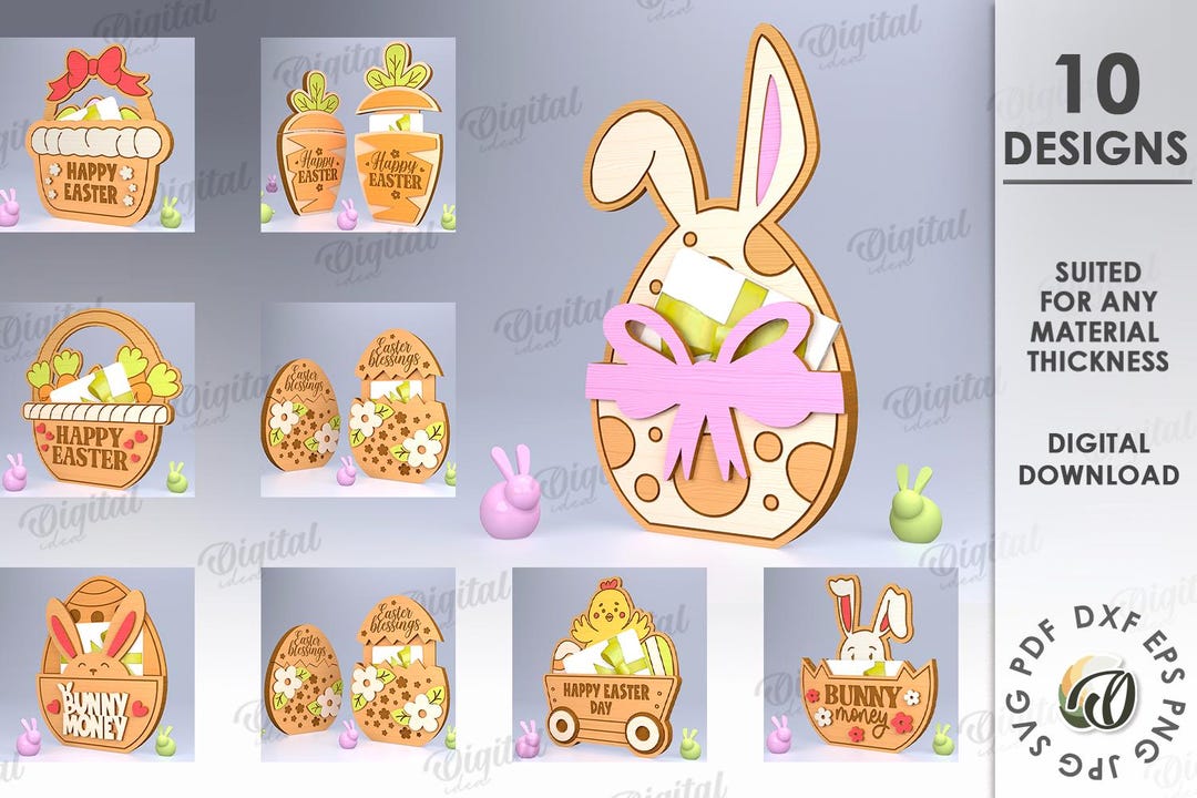 3D Easter Gift Card Holders Bundle, Gift Card Holder Lasercut, Card ...
