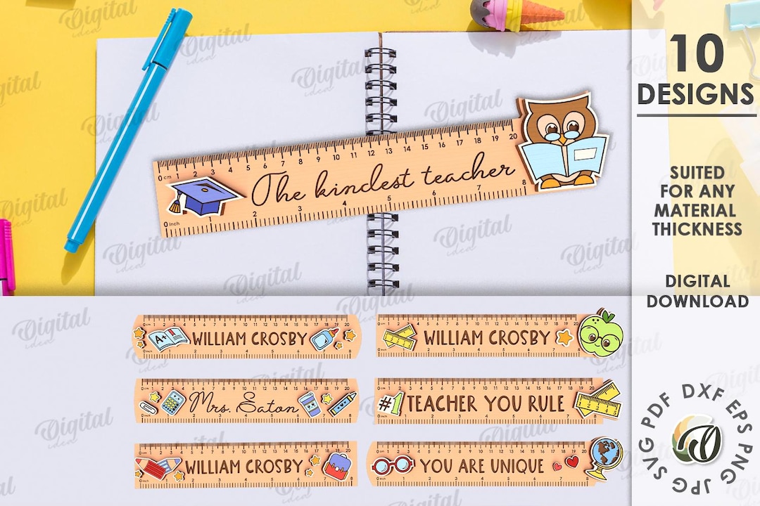 School Rulers Bundle, Wooden Childrens Ruler Laser Cut, School Ruler ...
