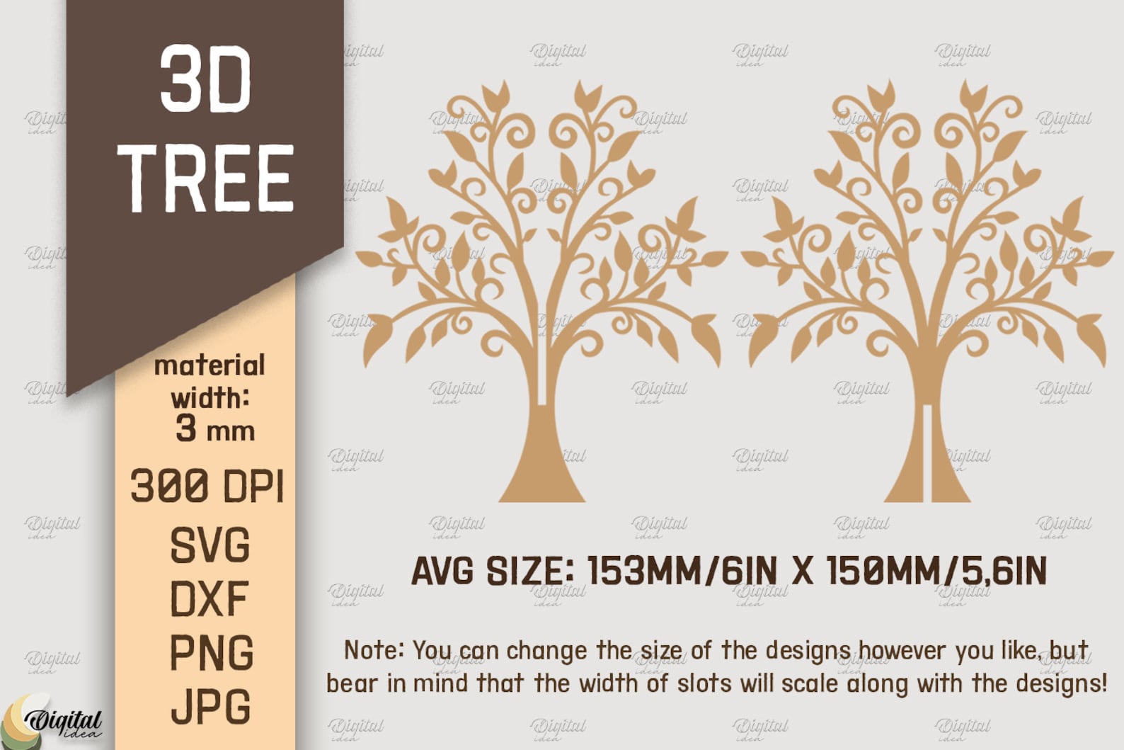 3D Trees Laser Cut Bundle, Freestanding Trees, Tree With Hearts Svg ...
