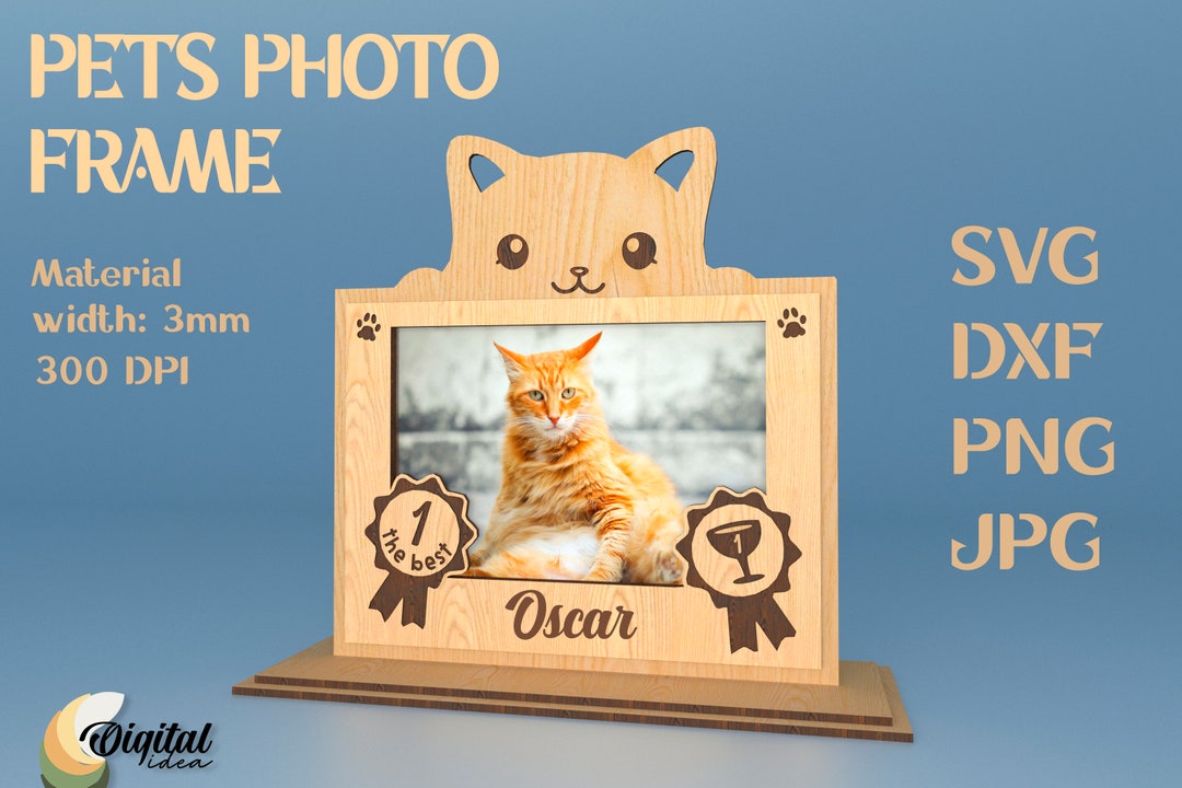 3D Custom Cat Frame, Pet Picture Frame Laser Cut, Cute Kitten Svg ...