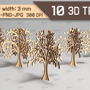 3D Trees Laser Cut Bundle, Freestanding Trees, Tree With Hearts Svg ...