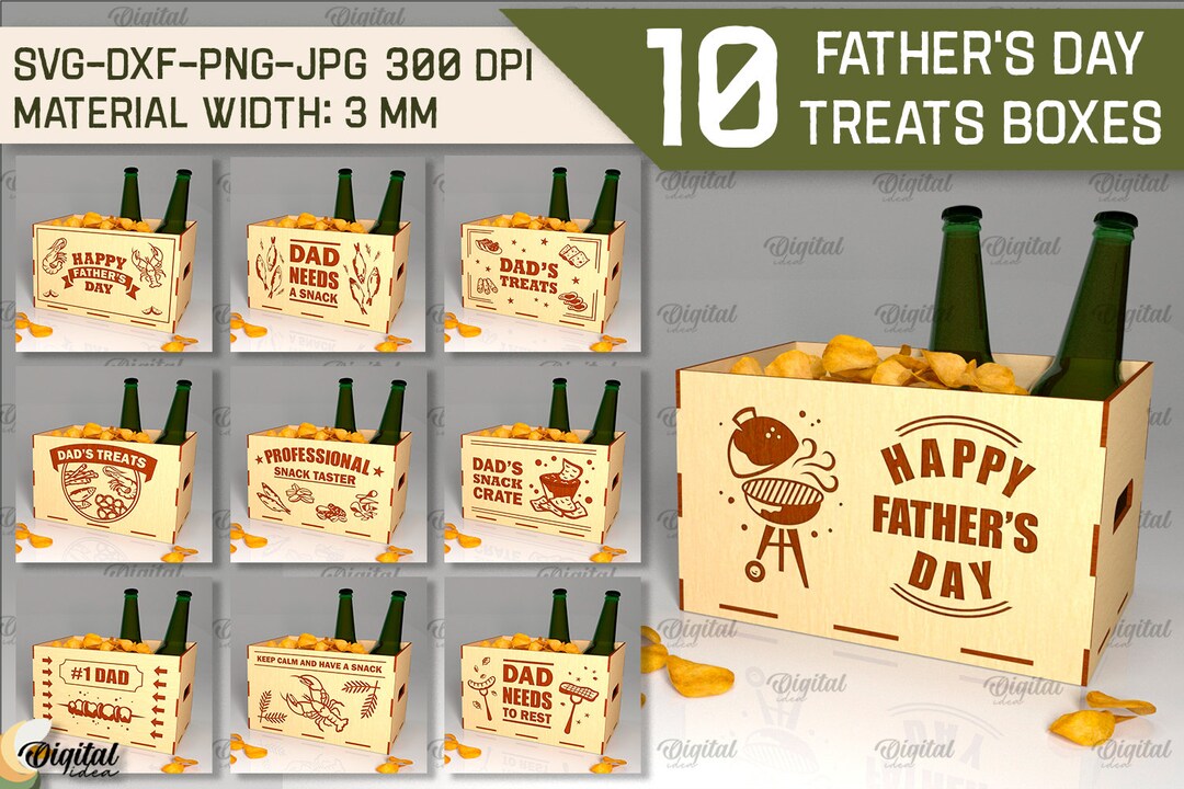 3D Wooden Treats Box Bundle, Father's Day Beer and Snack Holder ...