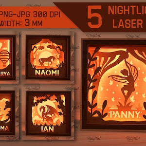 Nightlight Shadow Box Bundle, 3D Personalized Shadow Box Laser Cut ...