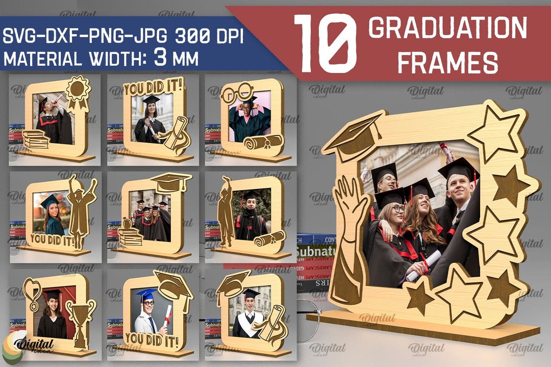 3D Graduation Photo Frames Bundle, Graduate Picture Frame With Stand ...