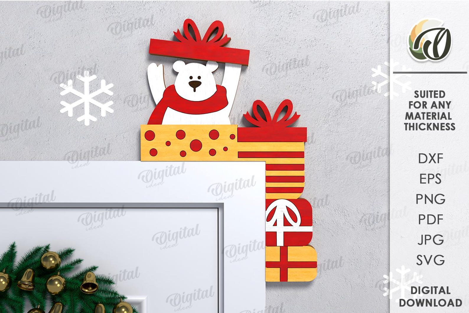 3D Christmas Door Corners Bundle, Xmas Trim Corner Laser Cut, Wooden ...