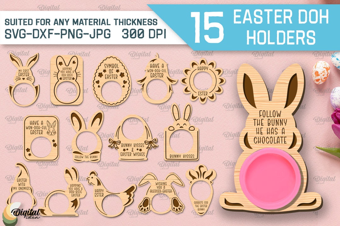 Easter Play Doh Holders Bundle, Playdoh Holder Laser Cut, Kids Easter ...
