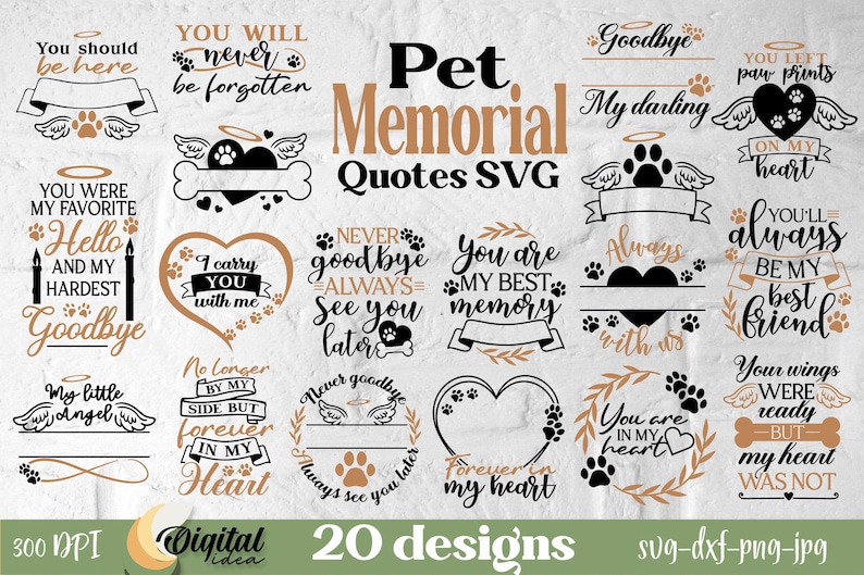 Pet Memorial Quote SVG Bundle, Memorial Svg Bundle, Animal Memorial SVG ...