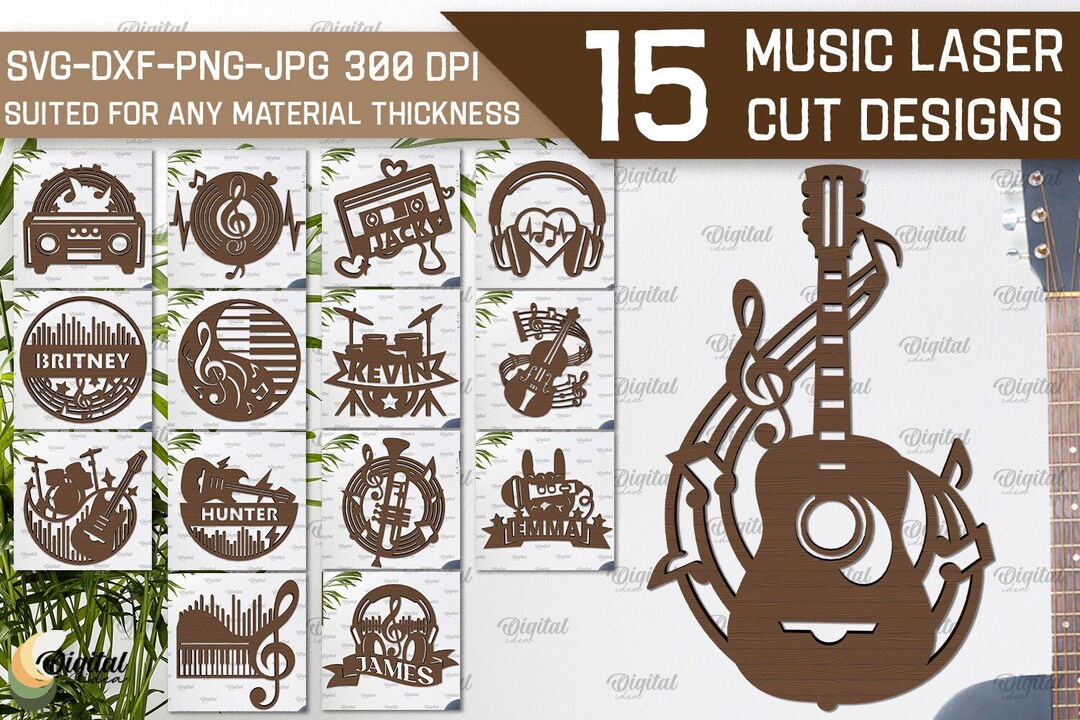 Music Signs Bundle, Musical Instruments Laser Cut, Music Notes Paper ...