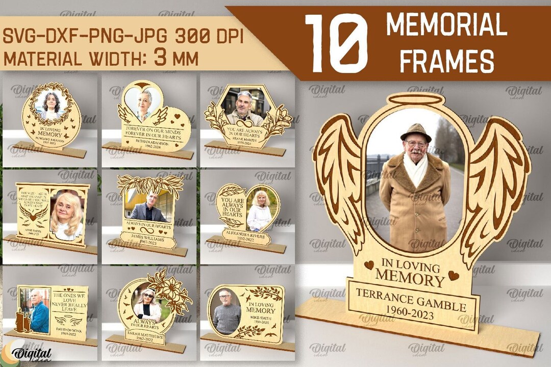 3D Personalized Memorial Photo Frames Bundle, 3D Engraved Picture Frame ...