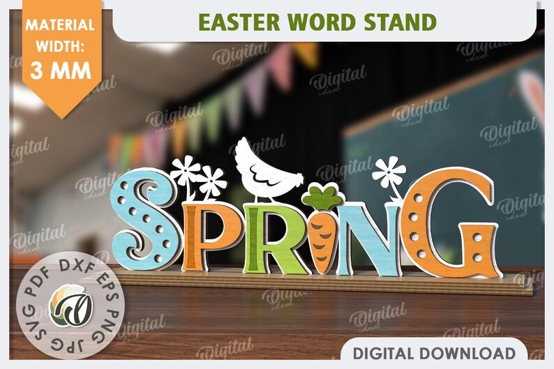 3D Easter Word Stands Bundle, Layered Easter Decoration Laser Cut ...