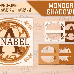 Vintage Shadow Box Split Monogram Alphabet Bundle, Floral Shadowbox ...