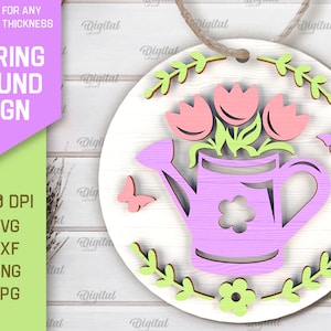 3D Spring Round Signs Bundle, Welcome Spring Svg, Round Layered Sign ...