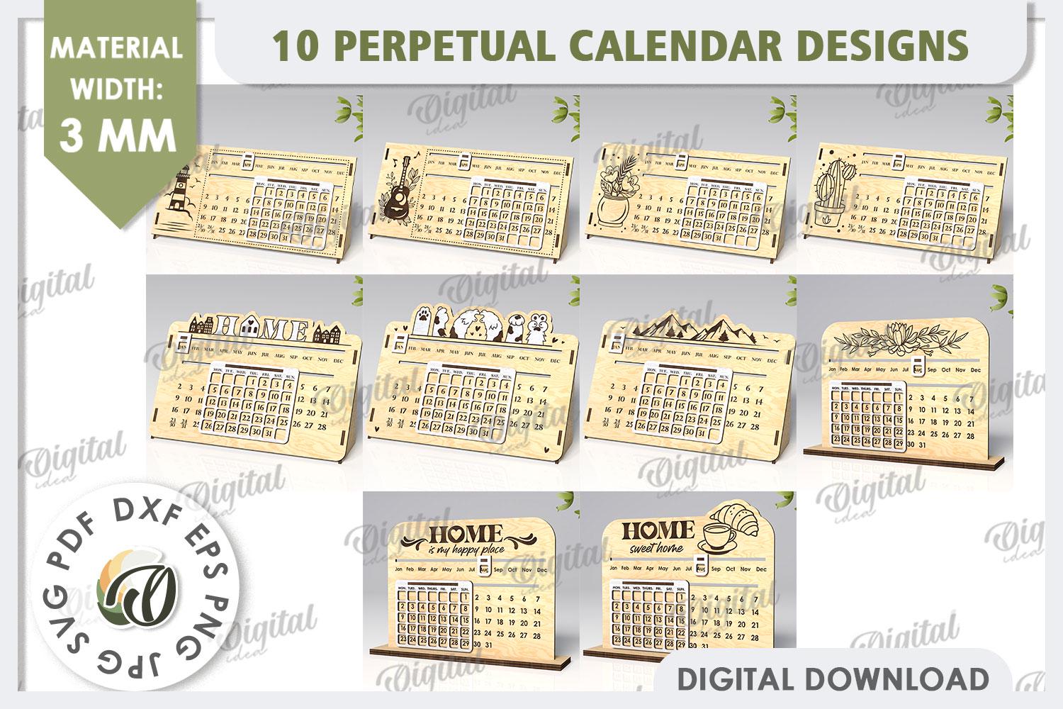 3D Perpetual Calendars Bundle, 3D Desk Calendar Laser Cut, Eternal ...