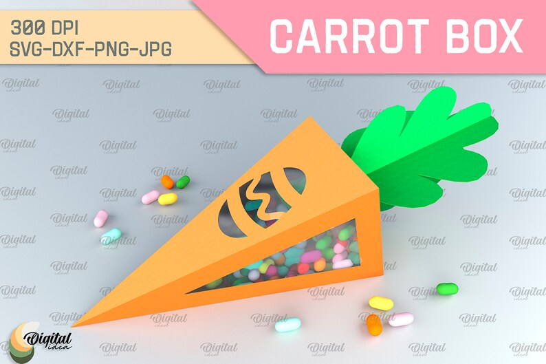 Easter Carrot Boxes Papercut Bundle, Bunny Box Template, 3D Paper Cut ...