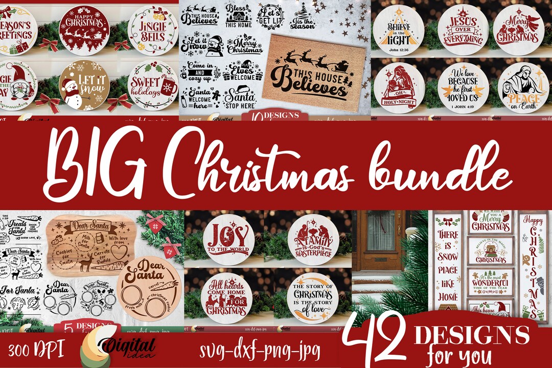 Big Christmas SVG Bundle, Christmas Round Signs, Xmas Porch Signs ...