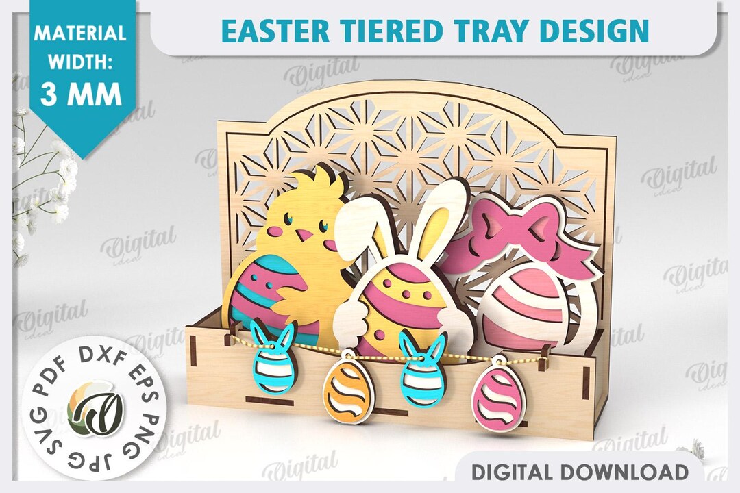3D Easter Interchangeable Stand, Decorative Easter Tiered Tray Decors ...