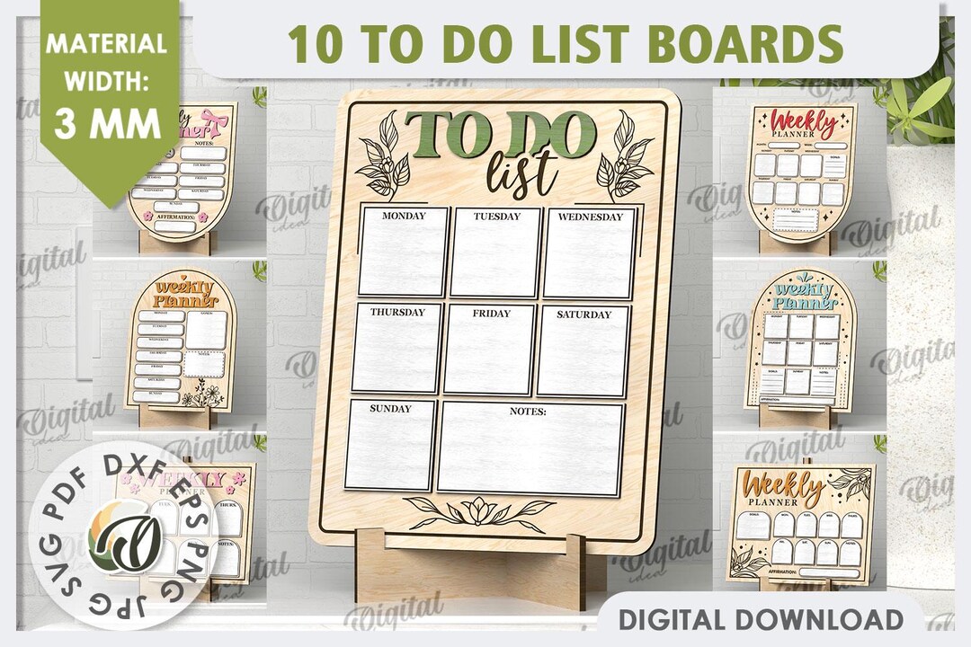 3D to Do List Boards Bundle, Dry Erase Weekly Planner Sign Laser Cut ...