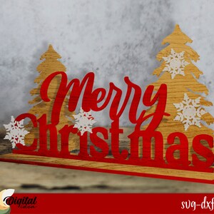 Merry Christmas Laser Cut Files, Set of 3 Christmas Signs SVG, Merry ...