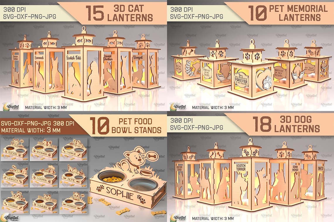 3D Pets Laser Cut Mega Bundle, 224 Pet Lasercut Designs, Pet Memorial ...