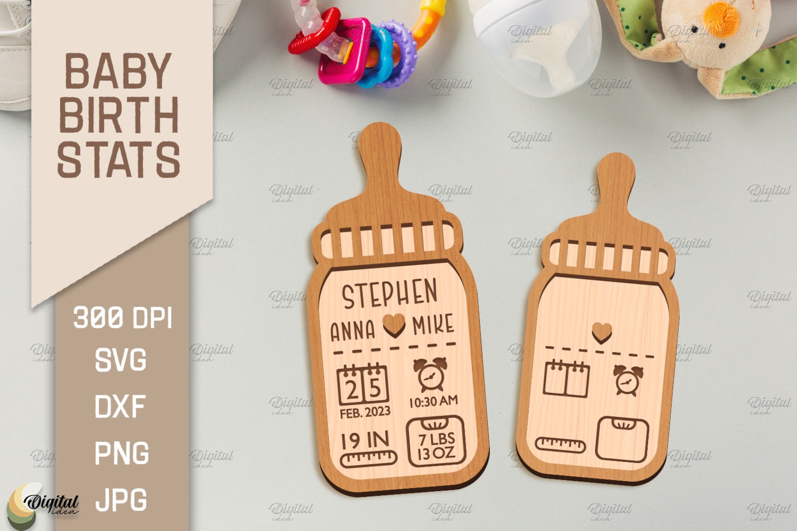 Custom Baby Birth Stats Laser Cut Bundle, 3D Layered Newborn Chart, New ...