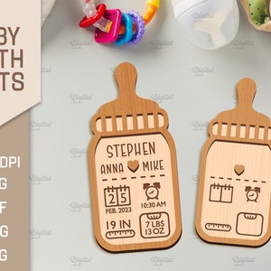 Custom Baby Birth Stats Laser Cut Bundle, 3D Layered Newborn Chart, New ...