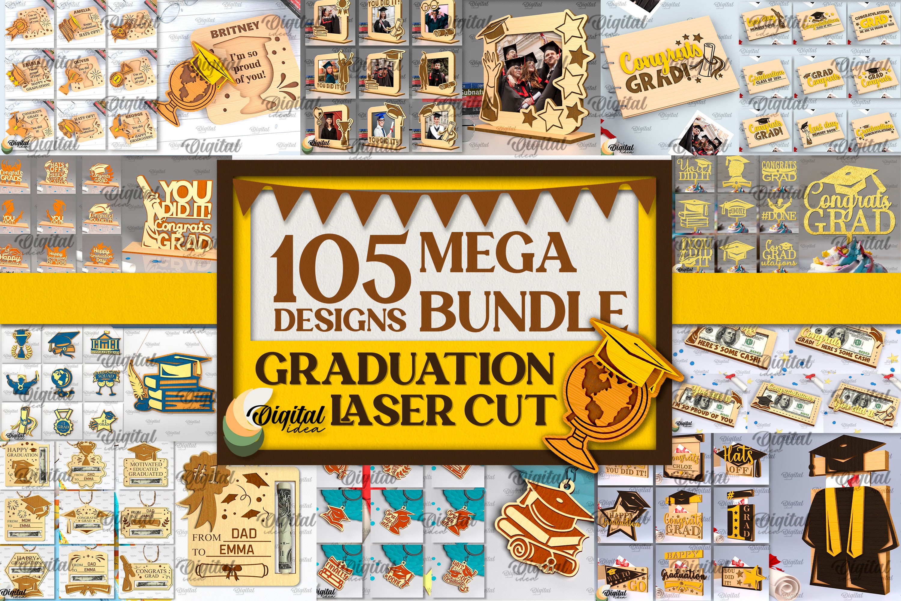 Graduation Laser Cut Mega Bundle, 105 Graduation Lasercut Deisgns, 3D ...
