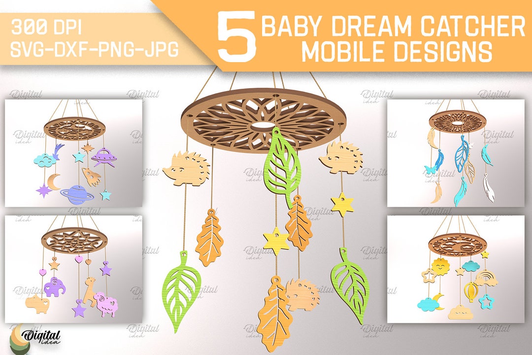 Baby Dreamcatcher Mobile Bundle, 3D Laser Cut, Crib Mobile Lasercut ...