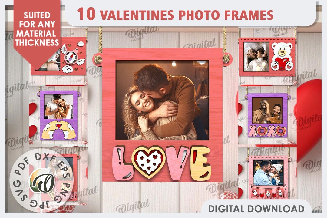 3D Valentine's Day Frames Bundle, Valentine Picture Frame Ornament ...