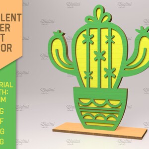 3D Succulent Laser Cut Bundle, Potted Plant Decor, Cactus Wooden Stand ...