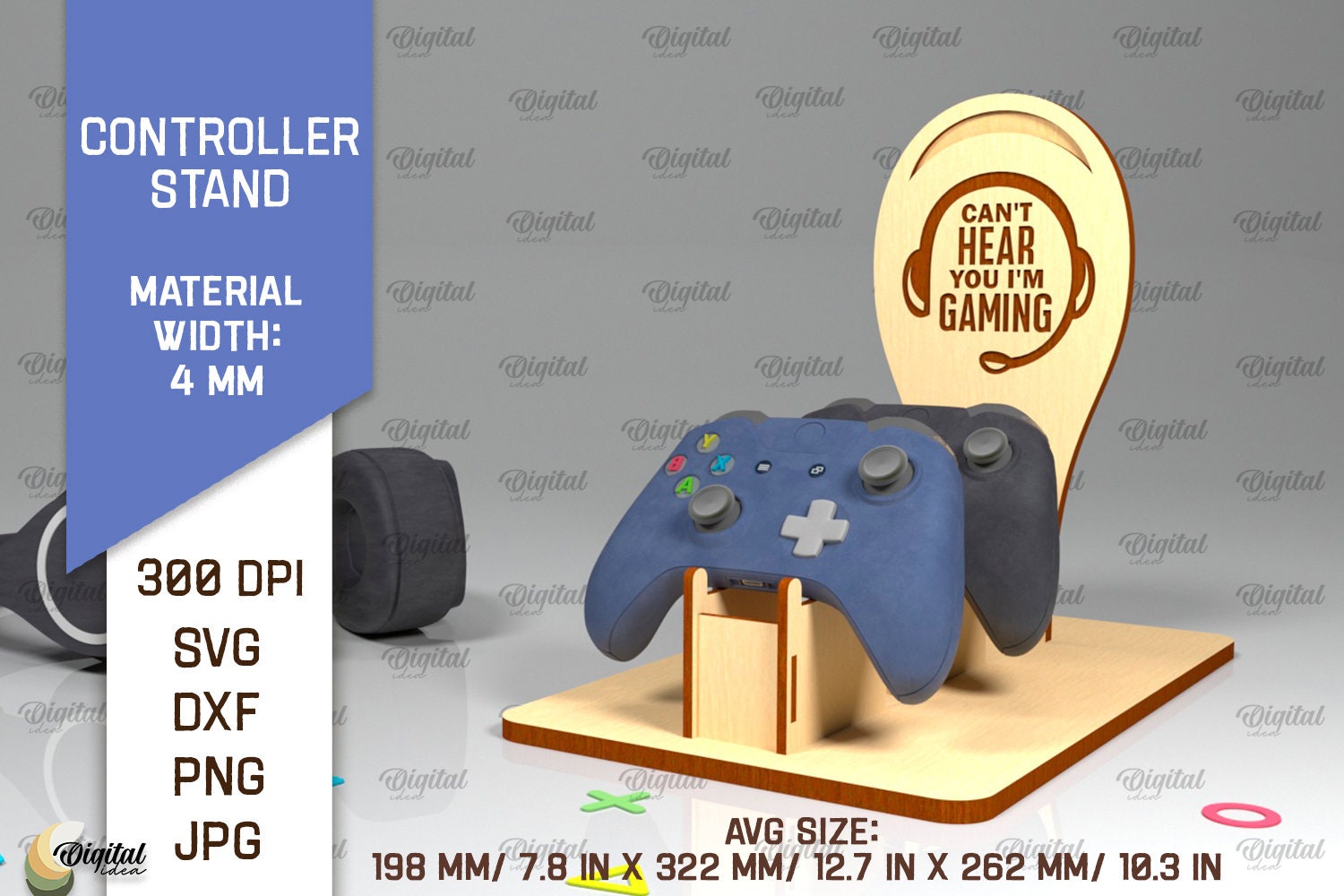 3D Controller and Headphones Stands Bundle, Controller Holder Laser Cut ...