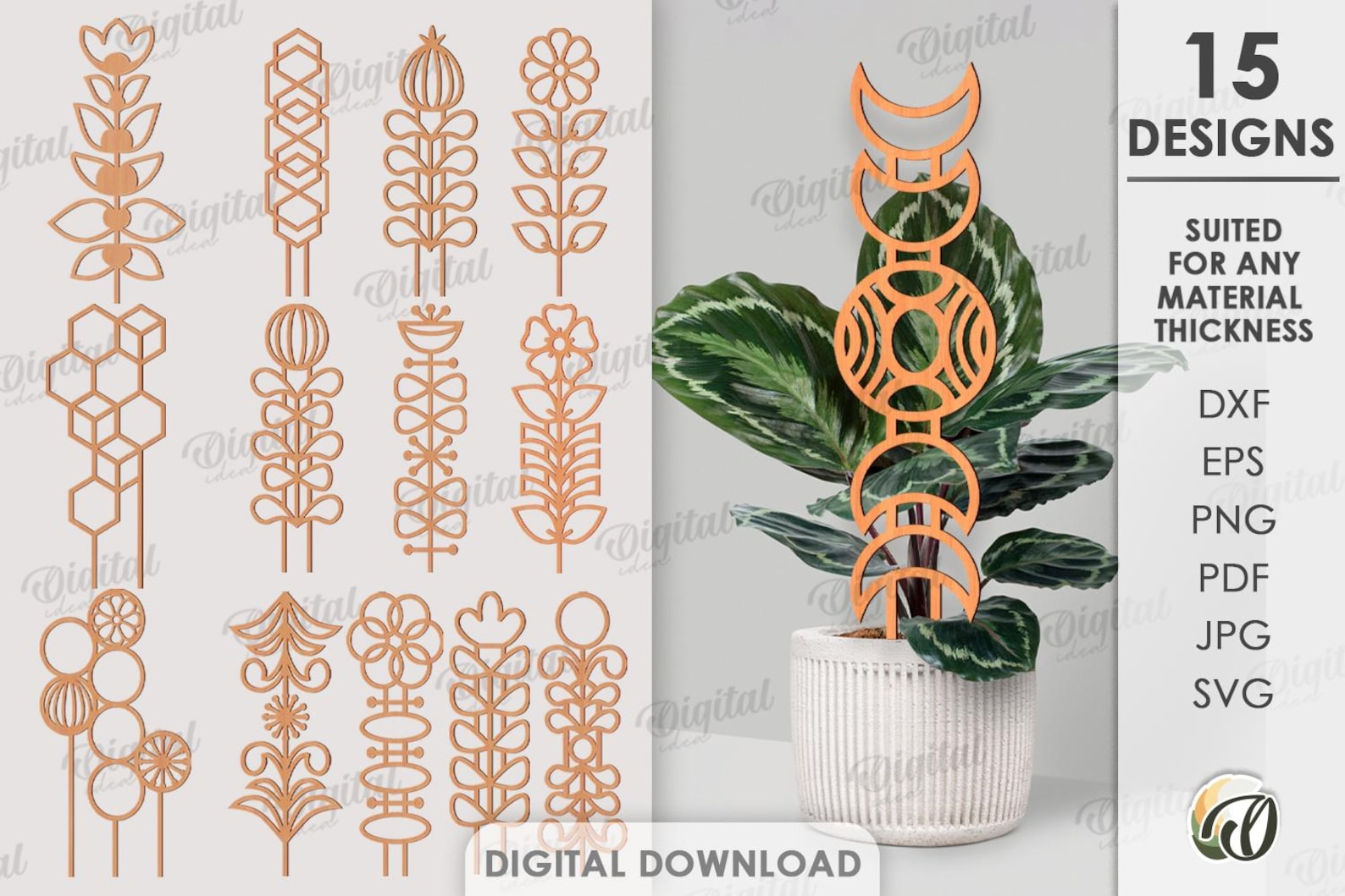 Plant Trellis Laser Cut Bundle, Flower Stakes Svg, Plant Marker Svg ...
