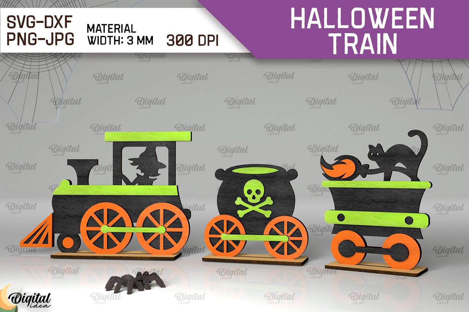 3D Halloween Trains Bundle, Wooden Halloween Train Laser Cut, Spooky ...