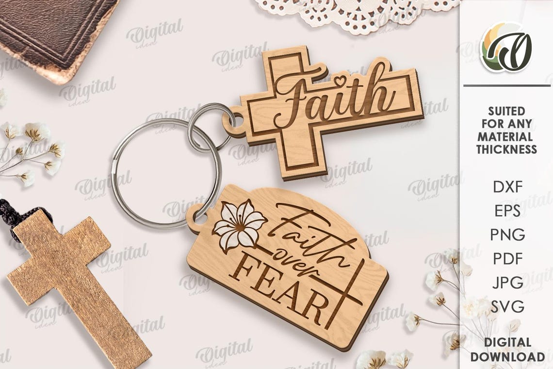 Religious Keychains Bundle, Christian Keychain Laser Cut, Wooden Key ...